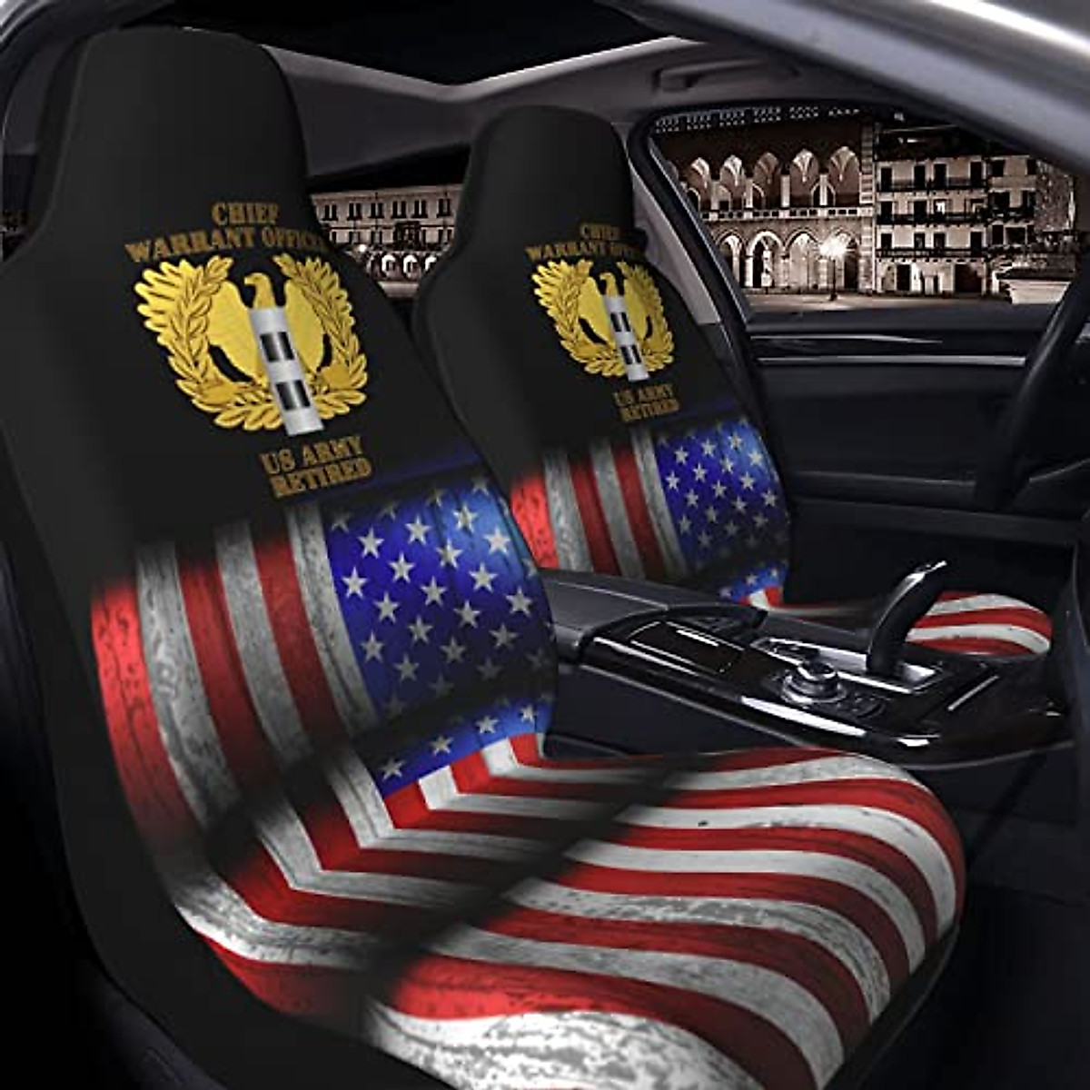 OSUKI Army Retired Chief Warrant Officer Emblem Cw2 Car Seat Covers, Universal Fit for Auto Truck Van SUV, Easy Install