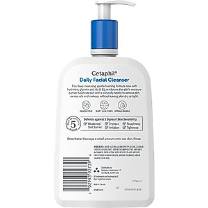 Cetaphil Face Wash, Daily Facial Cleanser for Sensitive, Combination to Oily Skin, NEW 20 oz, Gentle Foaming, Soap Free, Hypoallergenic