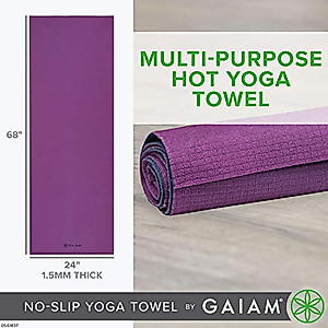 Gaiam No-Slip Yoga Mat Towel, Grape/Navy Large