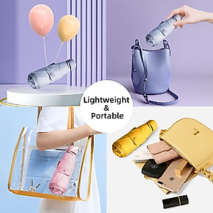 Trenovo Travel Umbrella - Mini Folding Compact Umbrella with Case, 8 Ribs Lightweight Portable Umbrella, Small Sun & Rain Pocket Umbrella for Girls and Women - Pink