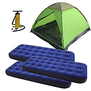 Zaltana 3 Person Tent with 3 Air Mats(Single) and Air Pump Set