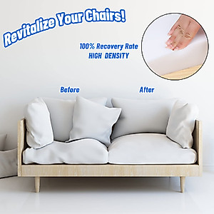 E-SDS Couch Cushion Support for Sagging Seat, High-Density Foam Cushion Repair Replacement（2" x 20" x 20", Set of 2）