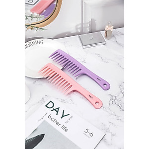 xnicx 3pcs Wide Tooth Comb Set,Detangling Hair Comb for Curly,Wet,Thick Hair,Hair Brush Shower Comb Detangler Hair Wide Comb with Care Handgrip Comb Styling Comb for Women,Men Macaron Purple