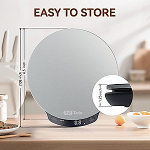 TADA Digital Food Kitchen Scale 11lb/5kg with 0.01oz/0.1g Precision for Cooking, Baking, Nutrition and Diet Weight Ounces and Grams, Stainless Steel