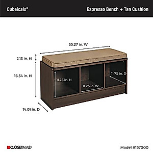 ClosetMaid 1570 Cubeicals 3-Cube Storage Bench, Espresso