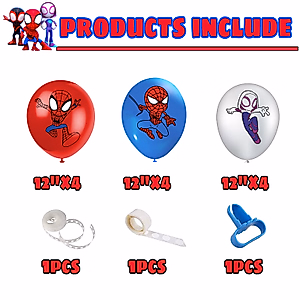 Spider Theme Party Decoration Balloon Garland Set,Spider Birthday Party Supplies,Foil and Latex Balloons for Spider Theme Party Decorations Kids Baby Shower Birthday Party Supplies