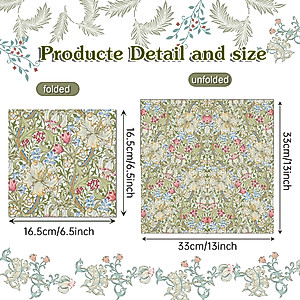 Bolsome 100Pcs William Morris Paper Napkins Vintage Flowers Cocktail Napkins Disposable Green Gold Wildflowers Luncheon Hand Napkins for Wedding Bridal Shower Dinner Tableware Supplies