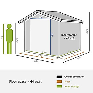 Outsunny 8' x 6' Metal Outdoor Storage Shed with Double Doors and Four Ventilation for Patio Furniture, Garden Tools, Backyard Lawn, Brown