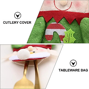 DOITOOL 12PCS Christmas Silverware Holder Santa Elf Cutlery Flatware Tableware Holder Spoon Fork Bag Pocket Xmas Table Decorations for Christmas Party Supplies
