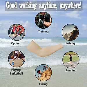 Arm Sleeves for Men and Women, Sleeves to Cover Arms for Men and Women, Gaming Sleeve, UV Protection Cooling Arm Sleeves, 4-Pairs Anti-Slip Compression Sun Sleeves for Cycling Outdoor Sports Beige