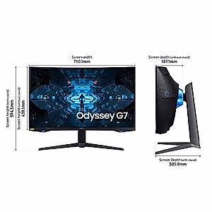 SAMSUNG 32” Odyssey G7 Series WQHD (2560x1440) Curved Gaming Monitor, 240Hz, 1ms, HDMI, G-Sync, FreeSync Premium Pro, LC32G75TQSNXZA