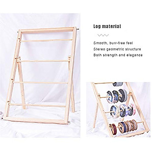 MOCOHANA Large Wooden Ribbon Organizer Rack Wood Lace Dispenser Rolls Curling Spool Storage Container Embroidery Thread Holder Stand