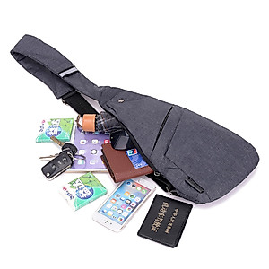Wytidian Sling Bag Anti-Thief Crossbody Bag for Men Women Lightweight Personal Pocket Chest Bag for Travel Hiking Camping (Dark Grey)