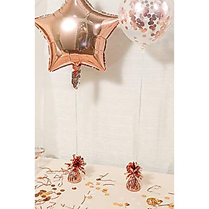 UNIQOOO 12Pcs Metallic Rose Gold Heavy Solid Balloon Weights Pack Holder, Table Centerpiece DIY Décor For Christmas Thanksgiving Birthday Party Favors, Wedding Baby Shower, Large 5 OZ 140 G. 5.5 Inch