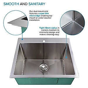 Transolid LSA2-252212-BS 25-in x 22-in Dual-Mount Laundry/Utility Sink Kit in Brushed Stainless