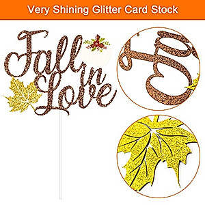 Autumn Bridal Shower Party Decorations, Fall in Love Banner Autumn Little Pumpkin Maple Leaves Acorn Party Cake Topper Balloon for Fall Theme Wedding Bachelorette Engagement Bride to be Valentines Day Party Supplies