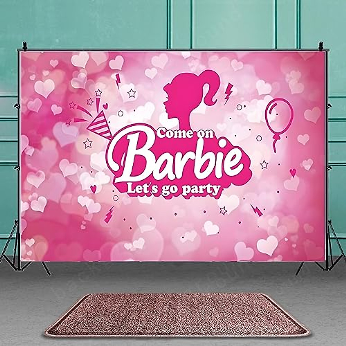 Girls Party Decoration Supplies Photography Backdrop Barbie Theme Birthday Photo Background Cake Table Decoration Banner Props Vinyl 7x5ft