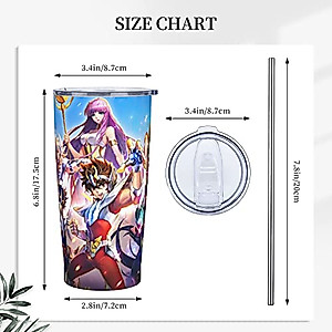 STENUA Saint Seiya Stainless Steel Vacuum Insulated Coffee Mug Anime Thermal Cup Travel Tumbler Mugs With Lid Brush And Straw For Home Office Car 20 Oz