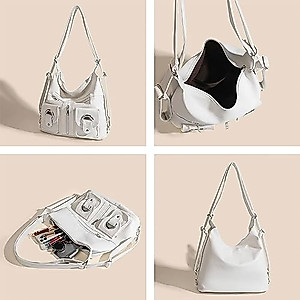 Faux Leather Tote Bag for Women - Large Capacity Shoulder Hobo Handbag Work Purse