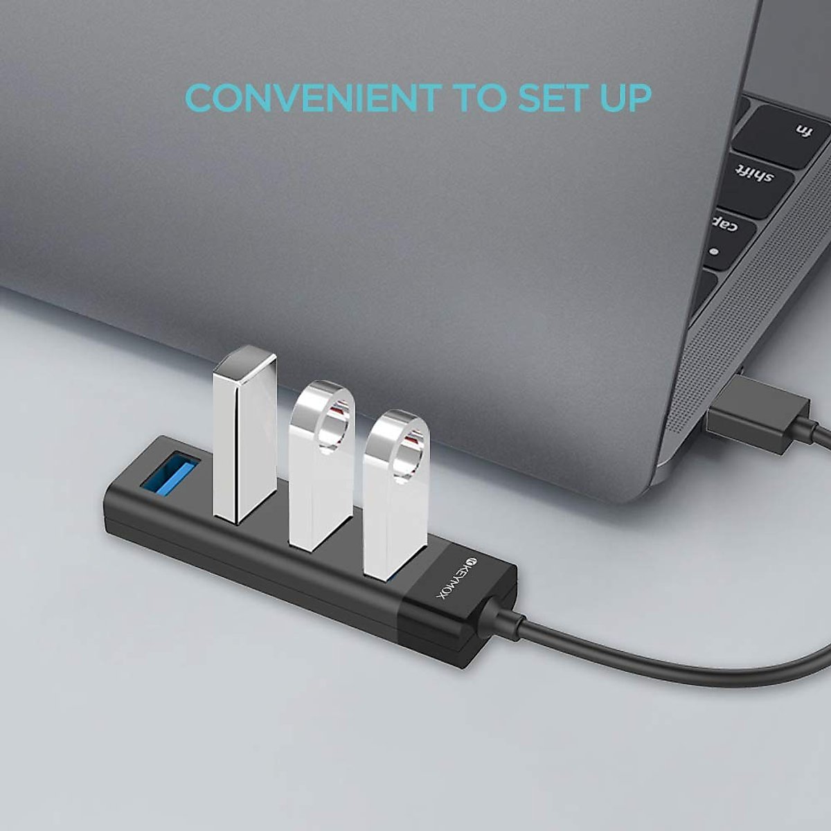 4-Port USB 3.0 Hub, KEYMOX Compact Size Data USB Hub for MacBook, Mac Pro, Mac Mini, iMac, Surface Pro, XPS, PC, Flash Drive, Mobile HDD (Charging Not Supported)