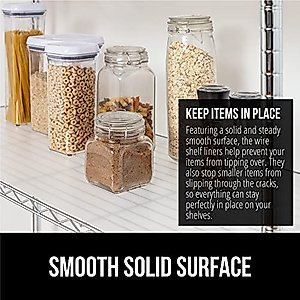 Gorilla Grip Wire Shelf Liners Set of 3 and Under Sink Mat, Wire Shelf Liner Size 14x24 in Clear, Waterproof Hard Plastic, Under Sink Mat Size 24x30 in Charcoal, Slip Resistant, 2 Item Bundle