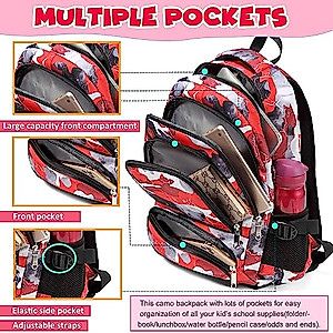 BLUEFAIRY Kids Backpack with Lunch Box for Boys Girls Elementary Middle School Backpack for Teens Child Youth Camo BookBags Sturdy Travel Gifts Mochila Para Niños 17 Inch (Red)