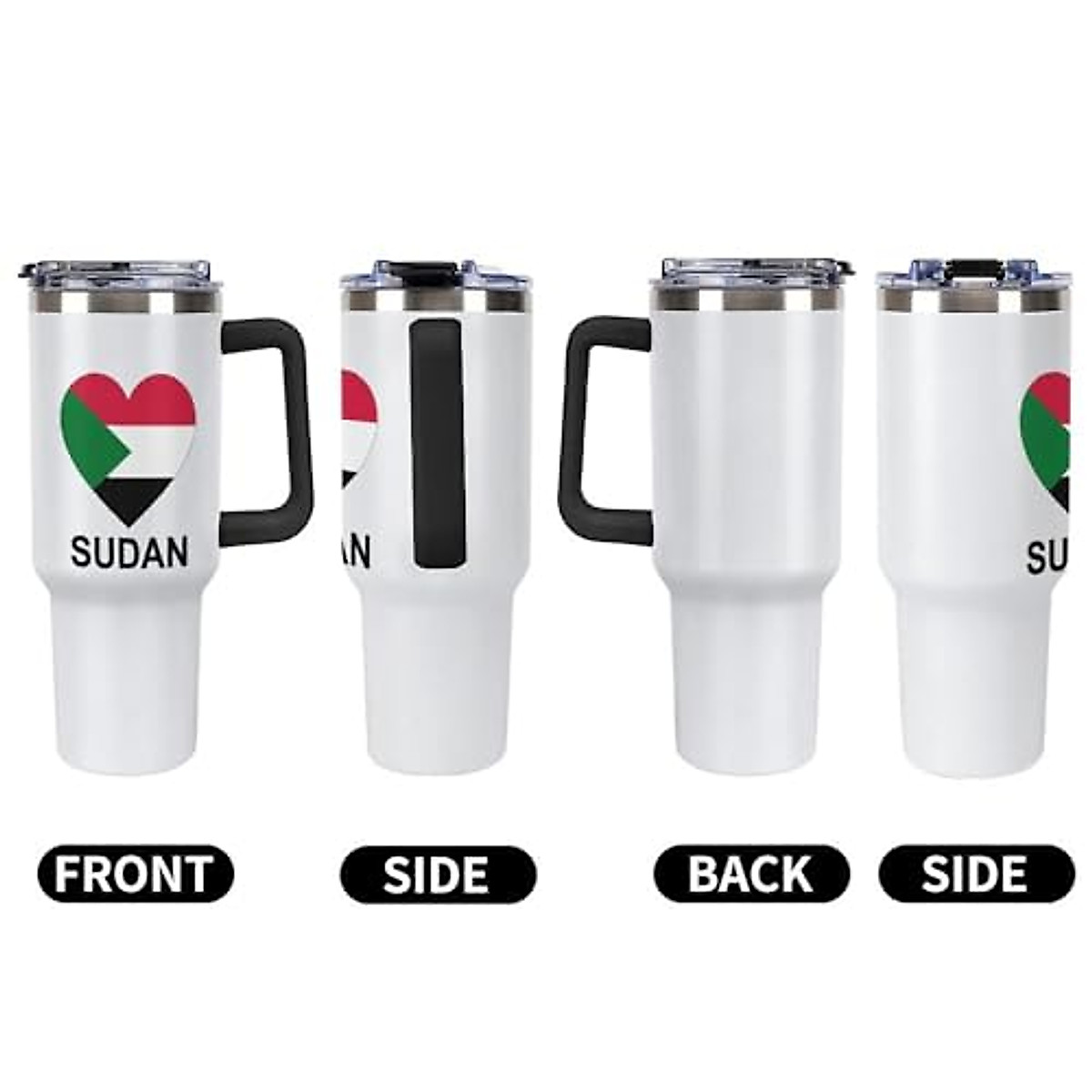 Love Sudan 40oz Water Bottle Double Wall Insulated Tumbler with Handle Leakproof Travel Mug Black-style