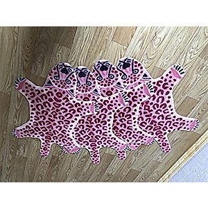 Leopard Print Rug Faux Animal Printed Cowhide Skin Rug Cheetah Area Rugs Carpet Cute Leopard Rugs for Playroom Livingroom, 43.2in L x 28.8in W / 2.4 x3.6 Feet (Pink)