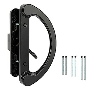 SANKINS Sliding Patio Door Handle Pull Set, Black Diecast Non-Keyed Gate Handle Set for Mortise Lock Style Glass Door, Replacement Handle for Sliding Glass Door Fits 3-15/16” Hole Spacing