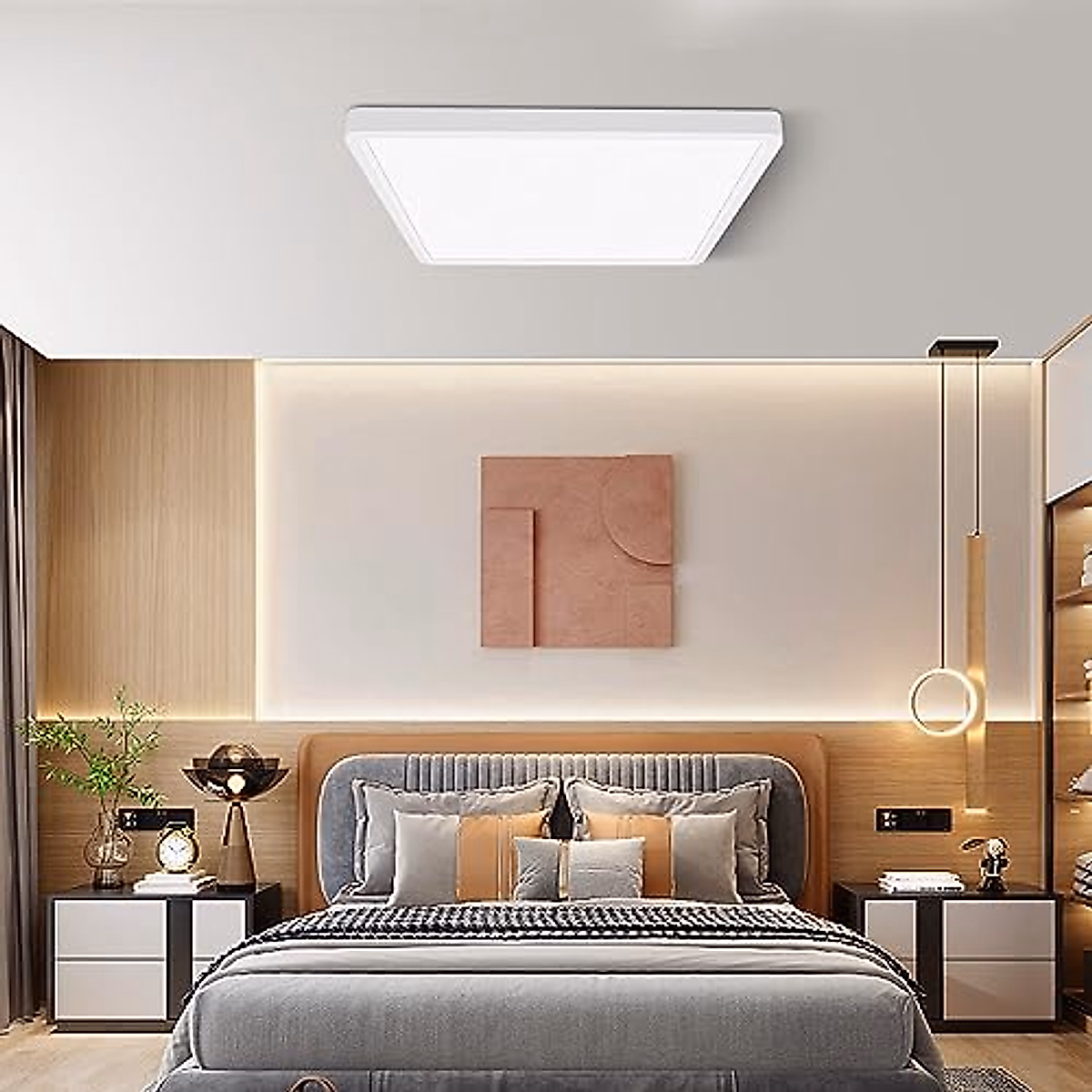 2Pack 9inch 18W LED Flush Mount Ceiling Light, 5000K Daylight White LED Ceiling Light, 1800LM Flat Square LED Ceiling Lamp for Bedroom, Kitchen, Living Room (White)