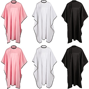JenPen 6 Pcs Waterproof Hair Styling Cape Salon Barber Cape Hairdresser Haircuting Cape Adjustable, 47" x 59"(Black, White, Pink)