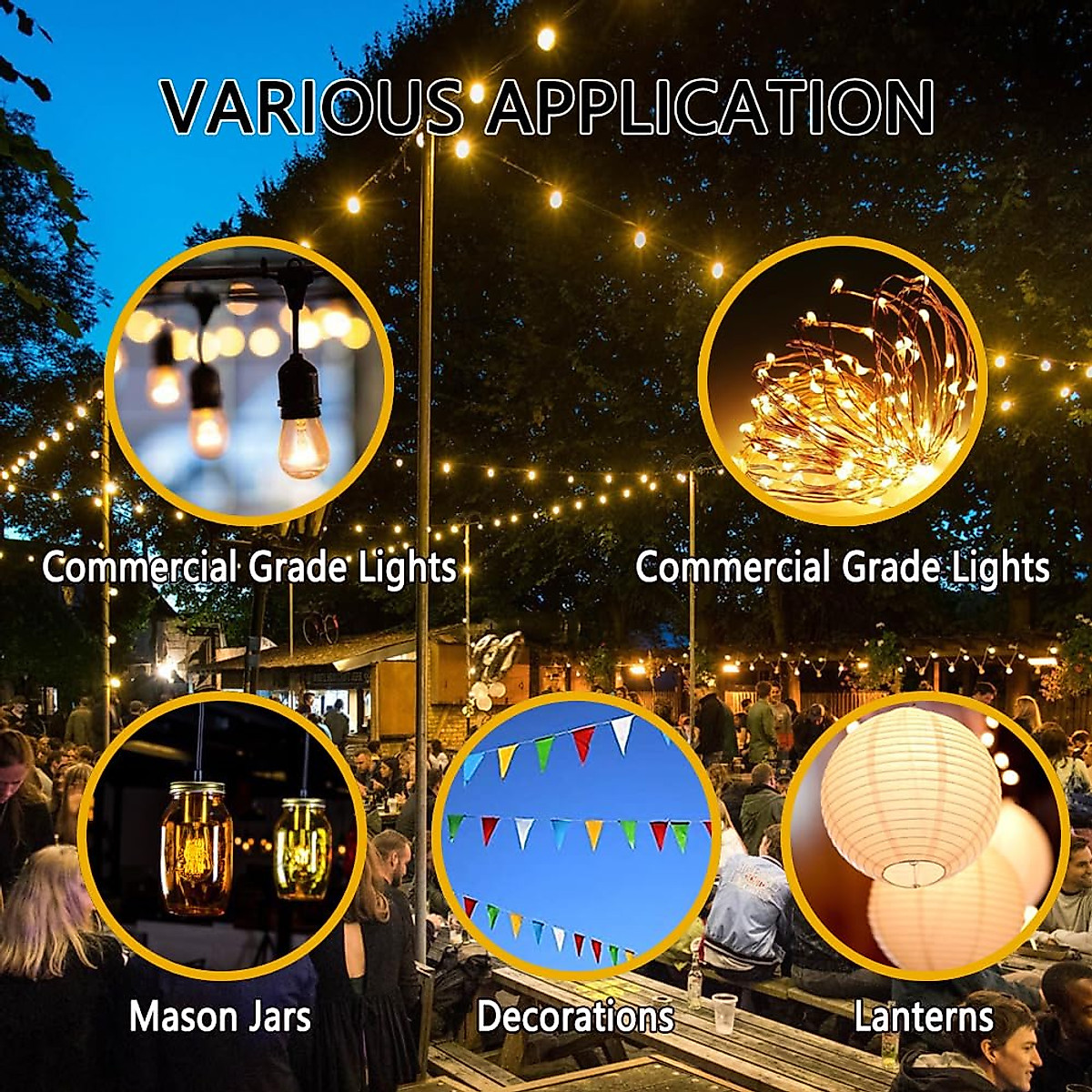 RINLAIN String Light Poles 2 Pack,110IN Height Adjustable Metal Stand Pole with Hooks for Hanging String Lights,Garden, Backyard,Patio Lighting Stand for Parties,Wedding