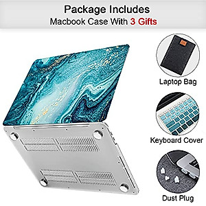 MAITTAO MacBook Air 13 Inch Case 2020 2019 2018 Release Model A1932 A2179 A2337 M1, Durable Hard Case Cover with Laptop Sleeve & Keyboard Cover for Mac Air 13.3 with Retina Touch ID, Marble Blue
