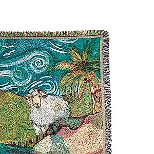 Dicksons Lord is My Shepherd Blue 68 x 52 Inch Tapestry Cotton Throw