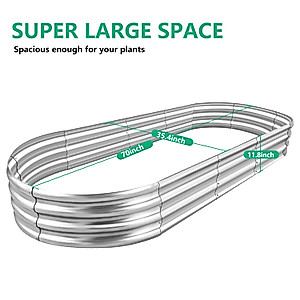 Kettalk 2Pcs Galvanized Raised Garden Bed，6×3×1ft Galvanized Planter Raised Garden Boxes Outdoor, Large Oval Metal Raised Garden Beds for Vegetables,Flowers and Fruits