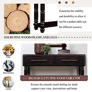 INMOZATA Farmhouse Entryway Table wiith Storage Wood Console Table with Power Outlets 54 inch Narrow Long Sofa Tables with USB Ports for Living Room, Couch, Hallway, Foyer,Distressed Black