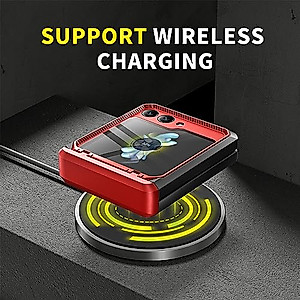 Tongate for Samsung Galaxy Z Flip 5 Case(2023), [Hinge Protection] [Bulit-in Outer Screen Protector & Hidden Kickstand] Military Grade Shockproof Phone Case with Belt-Clip for Z Flip 5 Case, Red