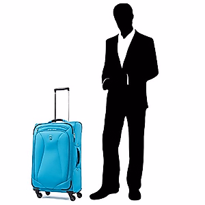 Atlantic Luggage Ultra Lite Softside Expandable Spinner, Turquoise Blue, Checked Medium 25-Inch