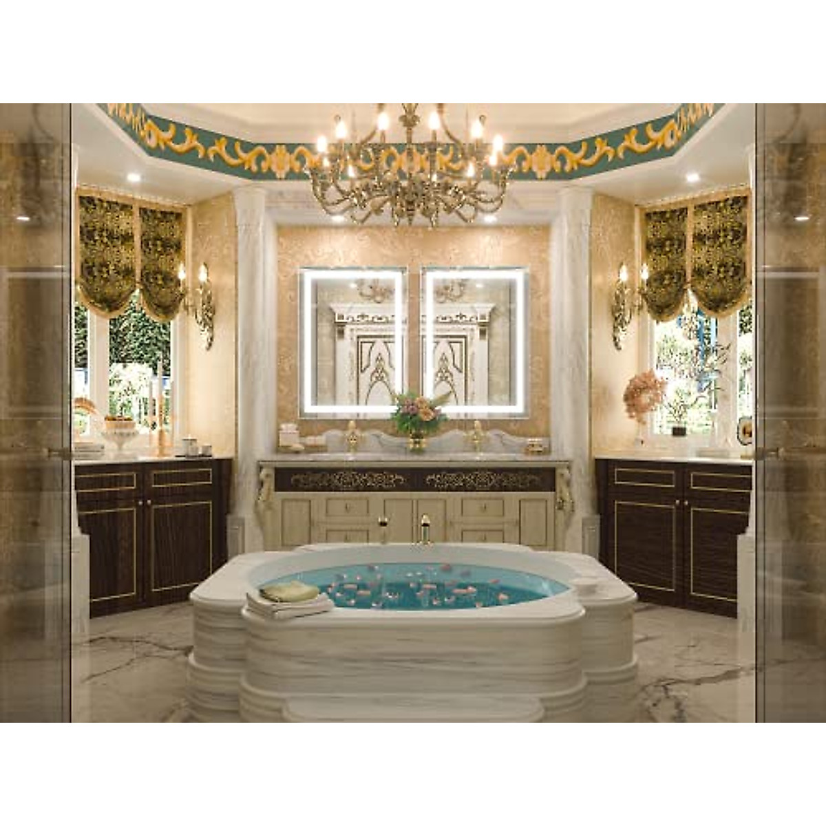 TETOTE 20 x 28 LED Bathroom Mirror with Lights White/Warm/Natural,Dimmable,CRI90,IP54 Waterproof,Wall Mounted,Anti-Fog,Vanity Mirror(Horizontal/Vertical)