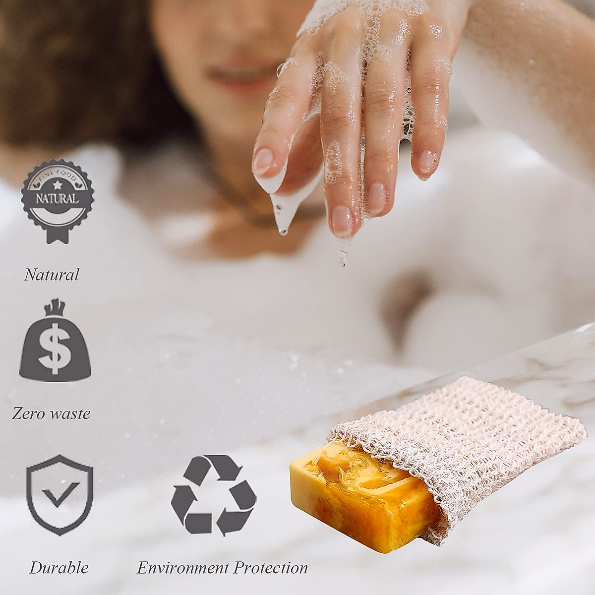 ZEPELOFFY Soap Bag,5 Packs Bar Soap Pouch,Sisal Soap Saver Bags Mesh for Exfoliating, Shower,Scrubber