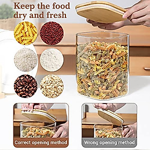 ComSaf Glass Food Storage Containers, 111/37 oz Glass Flour and Sugar Containers with Airtight Lids, Large Square Glass Jars with Bamboo Lids for Rice, Pasta, Oats, Grains, Cookies, Snacks, Candy