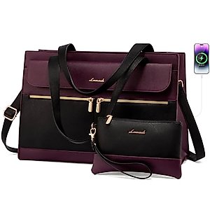 LOVEVOOK Laptop Bag for Women 15.6 Inch Tote Work Professional Leather Computer Briefcase Waterproof Handbag Shoulder Large Capacity Business Teacher Office Crossbody Purse