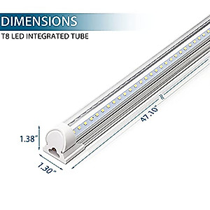Barrina LED Shop Light, 4FT 40W 5000LM 5000K, Daylight White, V Shape, Clear Cover, Hight Output, Linkable Shop Lights, T8 LED Tube Lights, LED Garage Light 4 Foot with Plug, ETL Listed (Pack of 10)