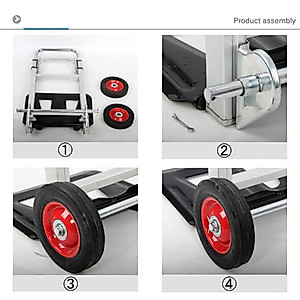 Aluminum Hand Truck Heavy Duty Hand Truck Dolly Cart Foldable Hand Cart 220 lb Capacity with 2 Elastic Ropes Telescoping Handle Handing Truck for Delivery Carrying (220lbs/2 Wheels)