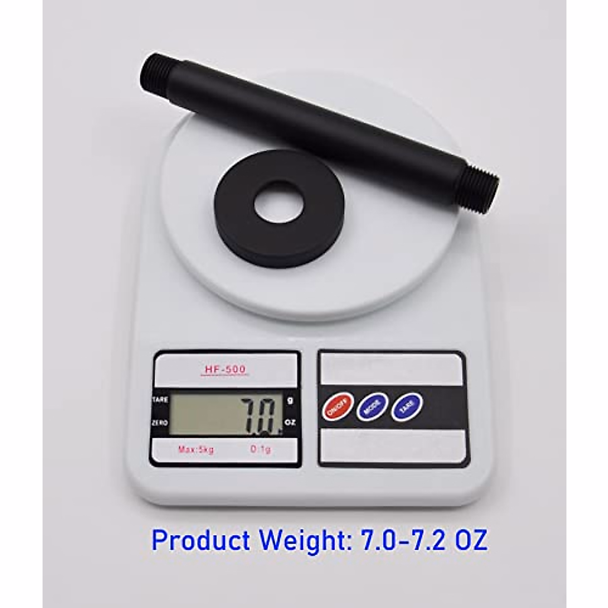 Aquaiaw Shower Arm and O-Ring Flange, 6 inch, Solid Brass, Round, Both Soldered 1/2 NPT Tapered Threads, Straight Shower Arm Extension, Ceiling Shower Head Arm for Rainfall Shower (Matte Black)