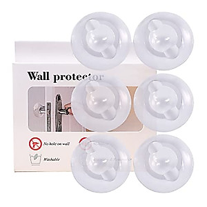 Door Stopper Wall Protector (Clear 6Pcs) - Premium, Self-Adhesive, Reusable Door Knob Bumper - Upgrade, Shock Absorbent Gel, Wall Shield & Silencer for Door Handle. Soft Rubber Door Stop