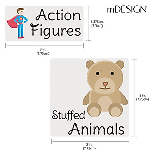 mDesign Deep Plastic Home Storage Organizer Bin - Container for Nursery, Kids Bedroom, Toy or Playroom - Open Front Design - 8 Bins + 24 Labels - Clear