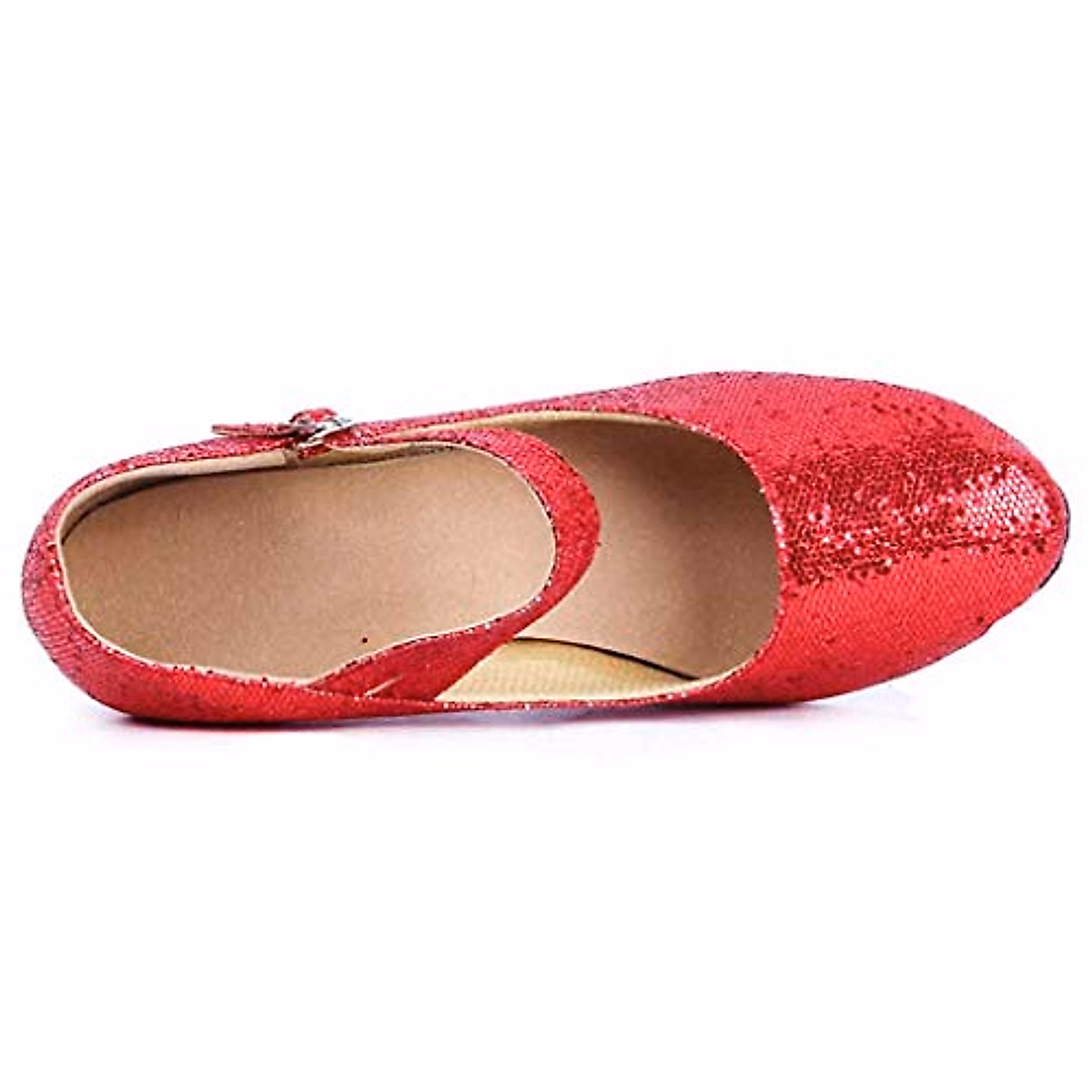 Mid-High Heels Glitter Dance Shoes Women Ballroom Latin Tango Rumba Dance Shoes High Heels Shoes (Red, 7)