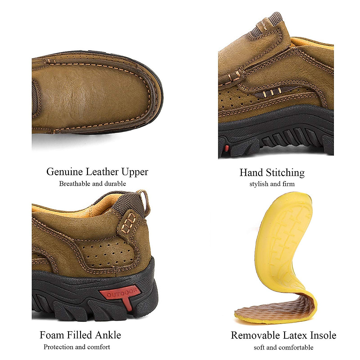 ALITIKAVIC Mens Slip On Casual Shoes Leather Comfortable Walking Loafers