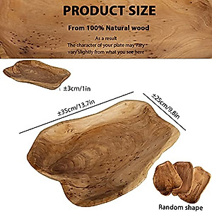 Hurricom Root Wood Dish, Vintage Ring Dish Hand Carved Artworks - 13-14 inch,Oval Shape Party Platter and Tray for Sandwich Bread Serving, Appetizer Display